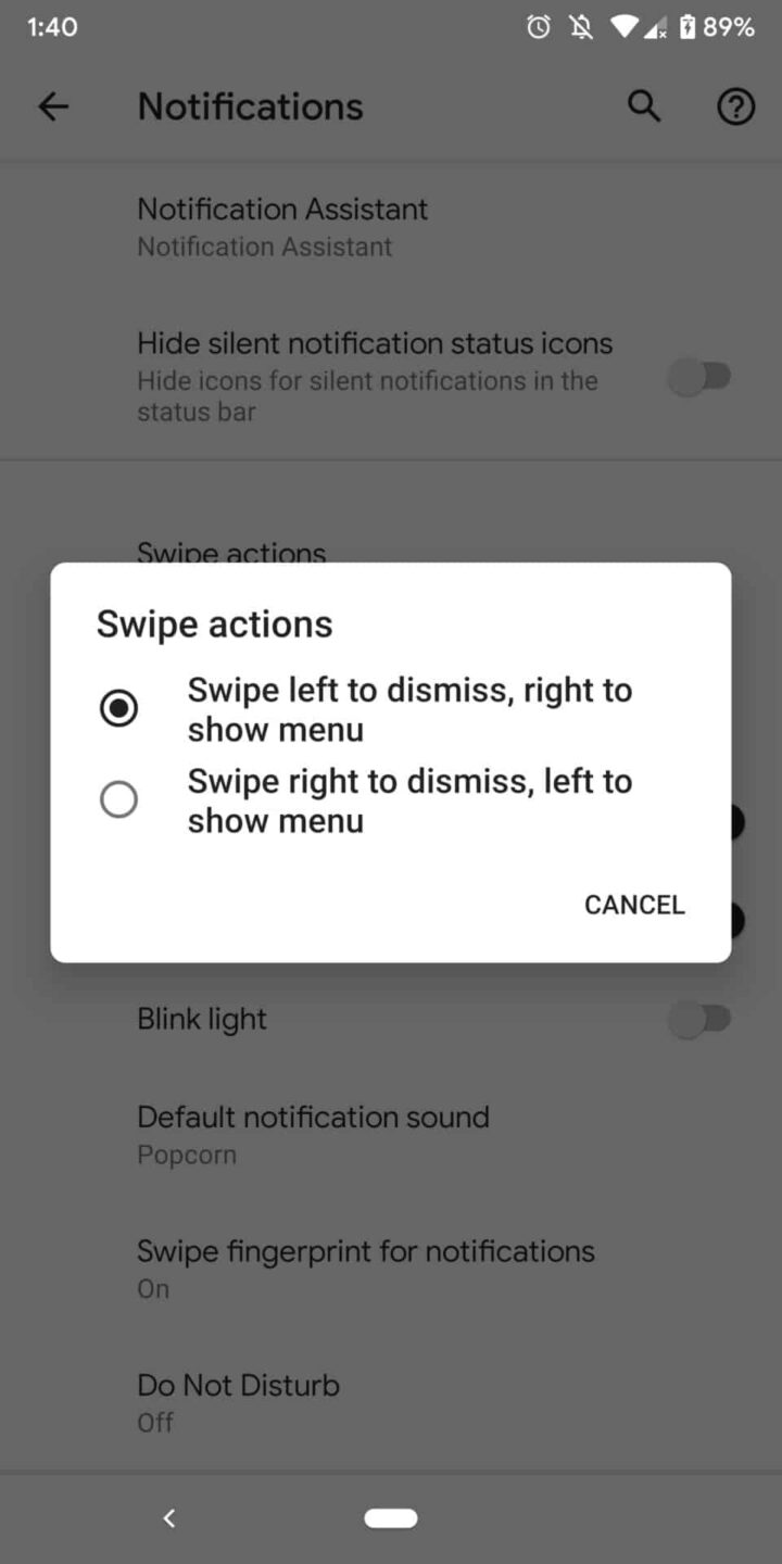 Android Q lets you choose your own notification swipe directions