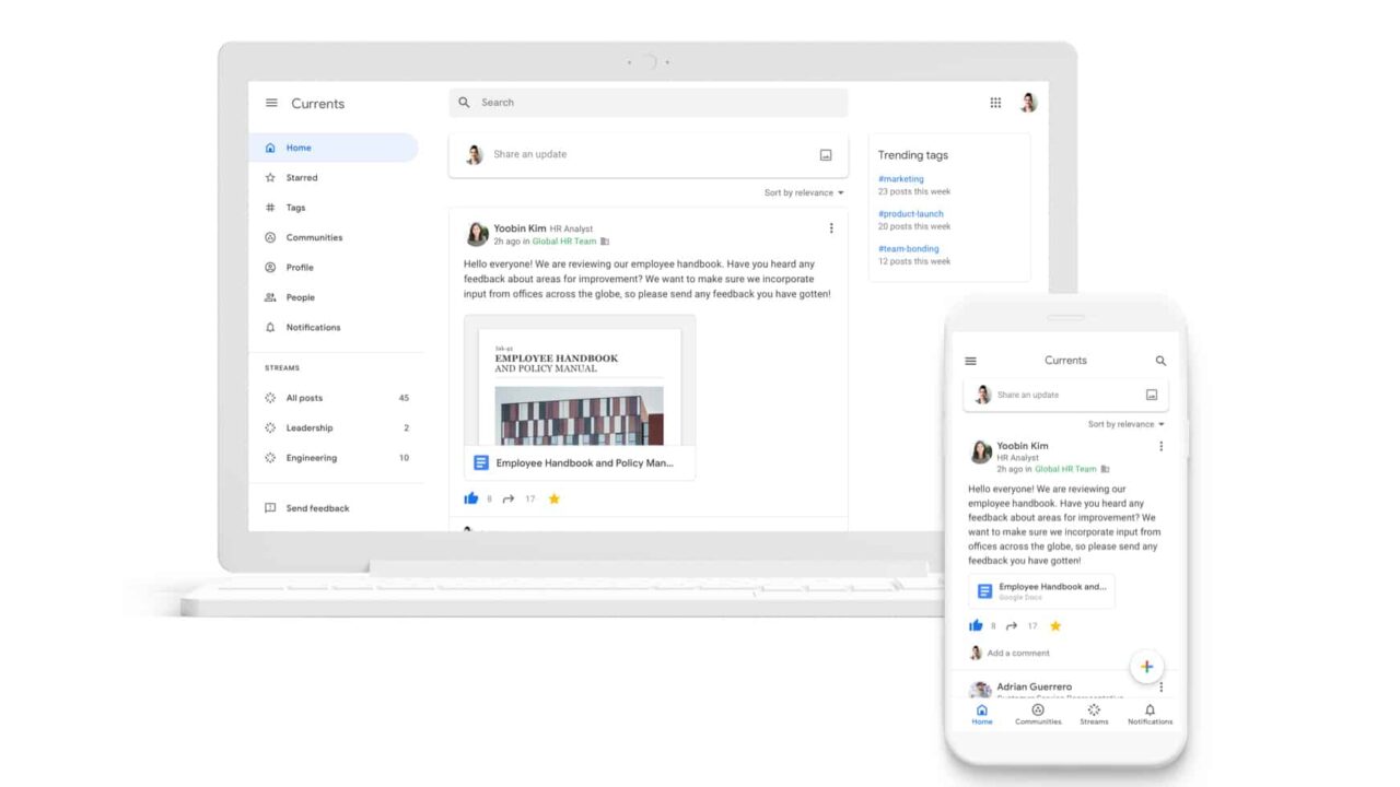Google+ for G Suite is now Google Currents, featuring a new look
