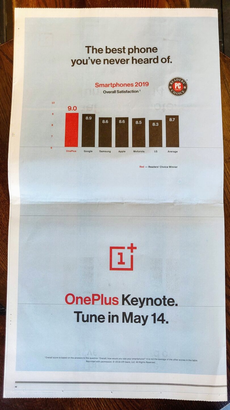 OnePlus ad in NYT references that U2 iTunes thing for some reason