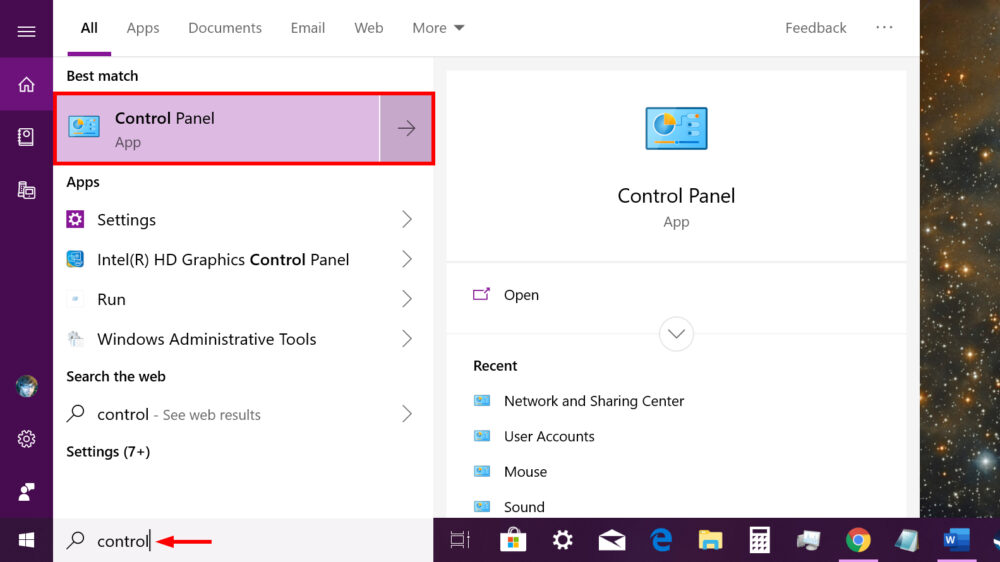 How to find Control Panel in Windows 10