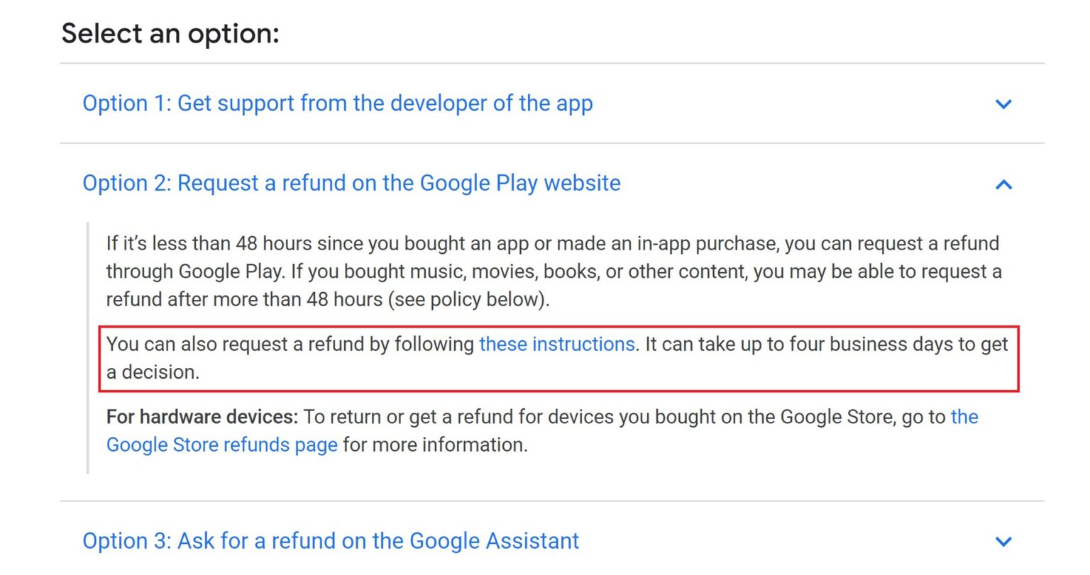 Google Play refund decision may take up to four days now (Updated)