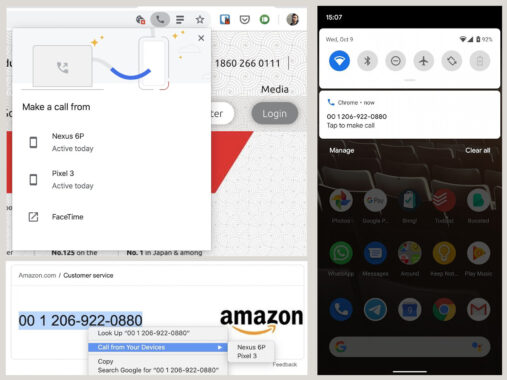 How to send phone numbers from desktop Chrome to Android devices