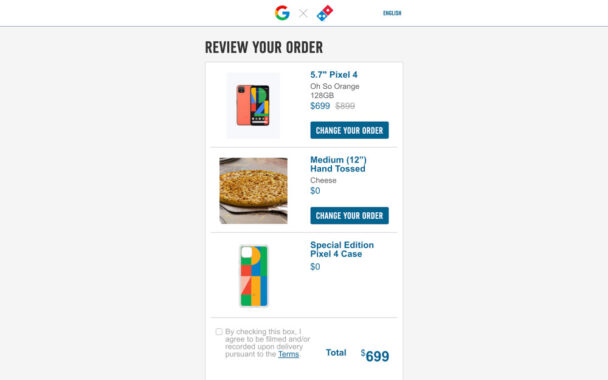 Google delivered Domino’s pizzas with Pixel 4 topping on Cyber Monday