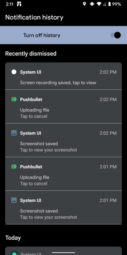 Android 11 DP2 introduces notification history section - Android Authority