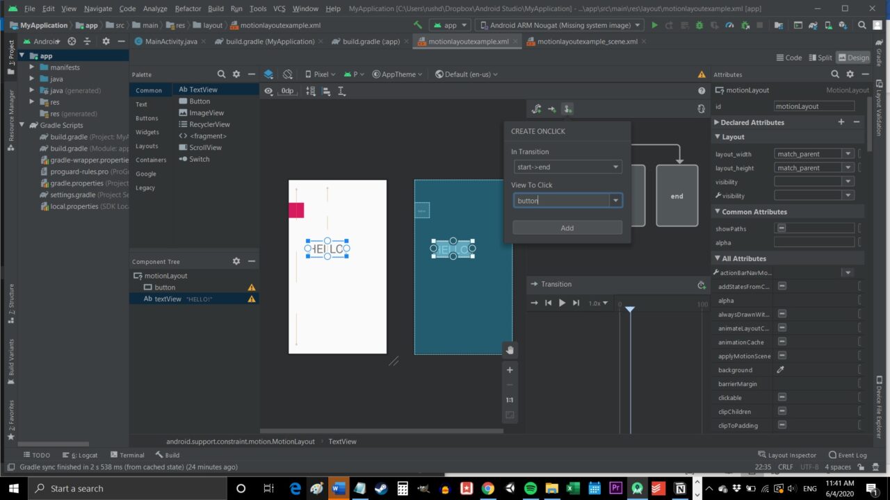 Getting started with the Motion Editor - Android Studio 4 - Android ...