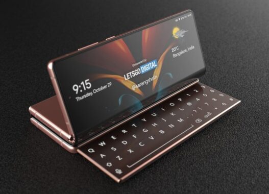 Wacky Samsung device design has a dual-fold display, sliding keyboard