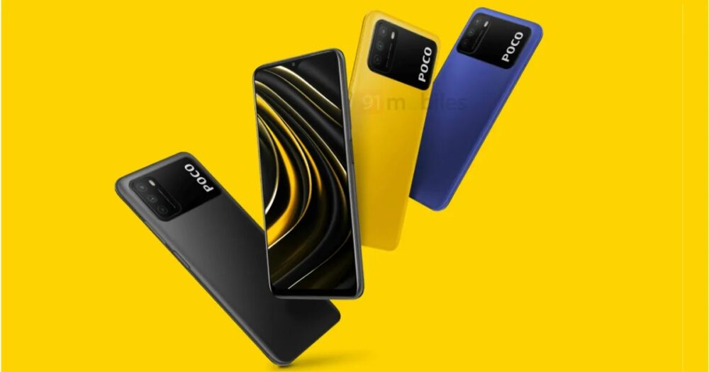 POCO M3 render leaks teasing a unique rear panel design, candy colorways