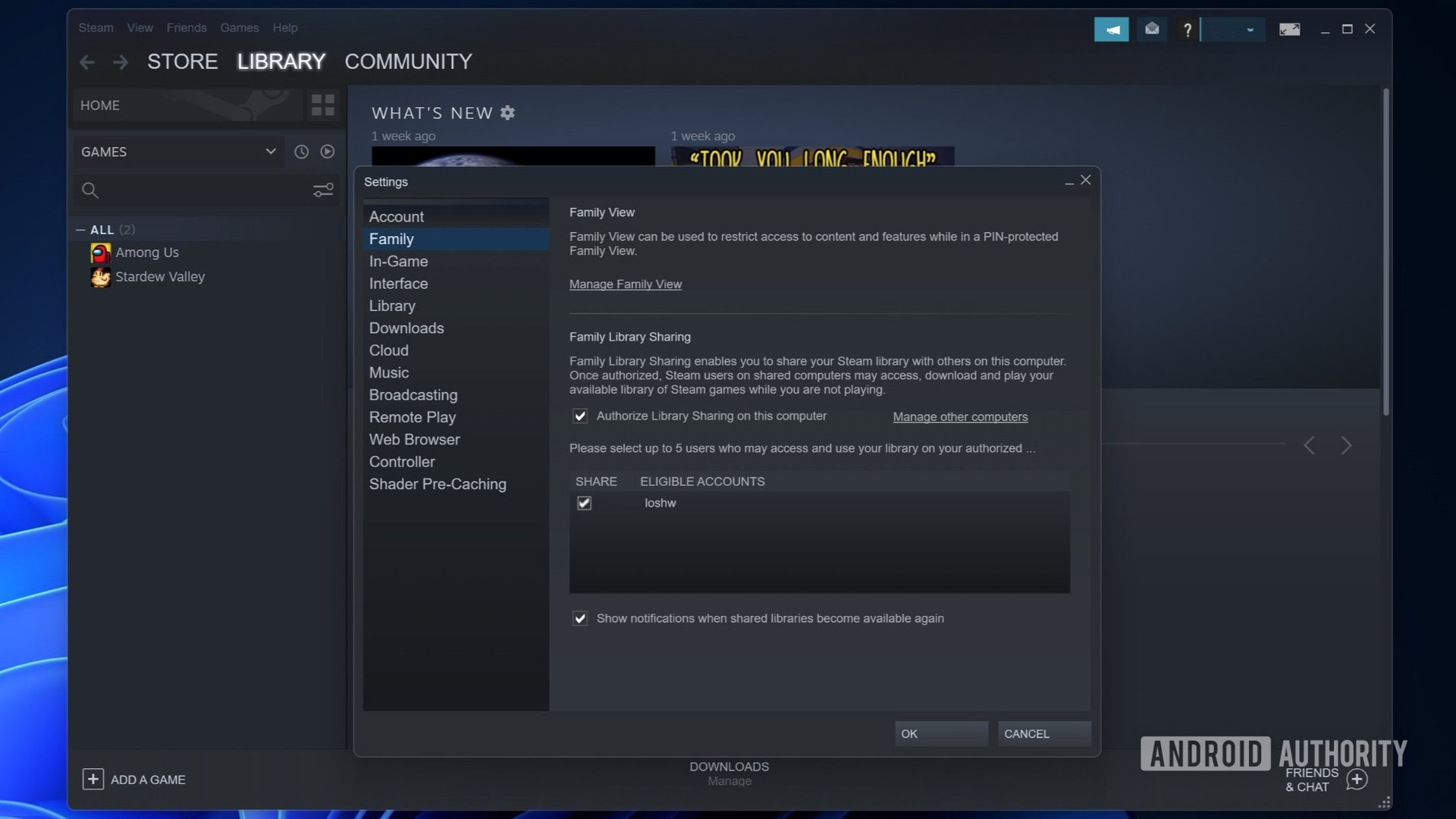 How To Share Games On Steam With Family Sharing Android Authority How To Share Games On Steam With Family Sharing Android Authority