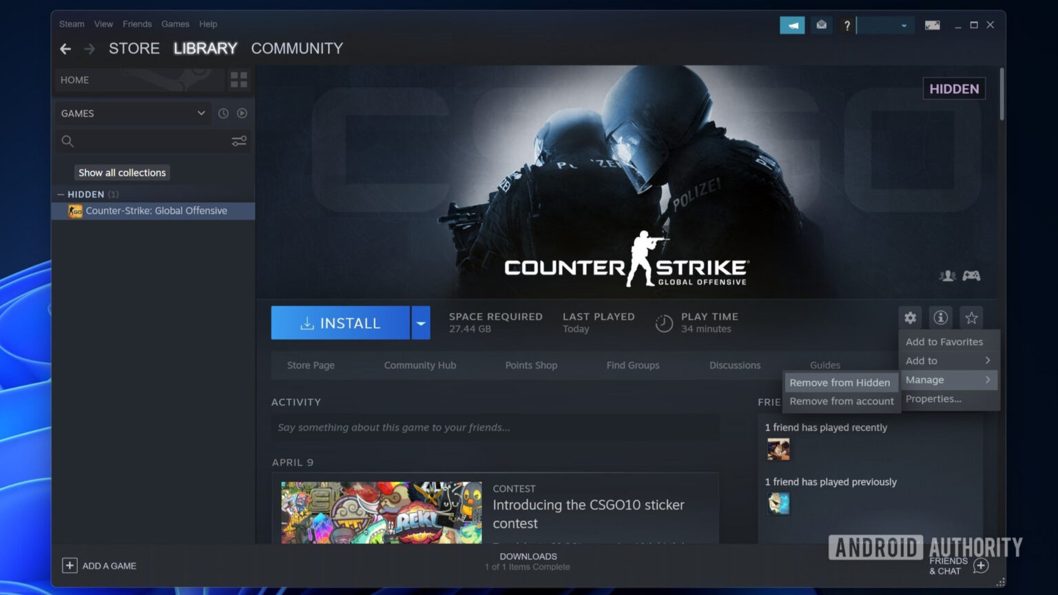 How to hide Steam games and profile activity - Android Authority