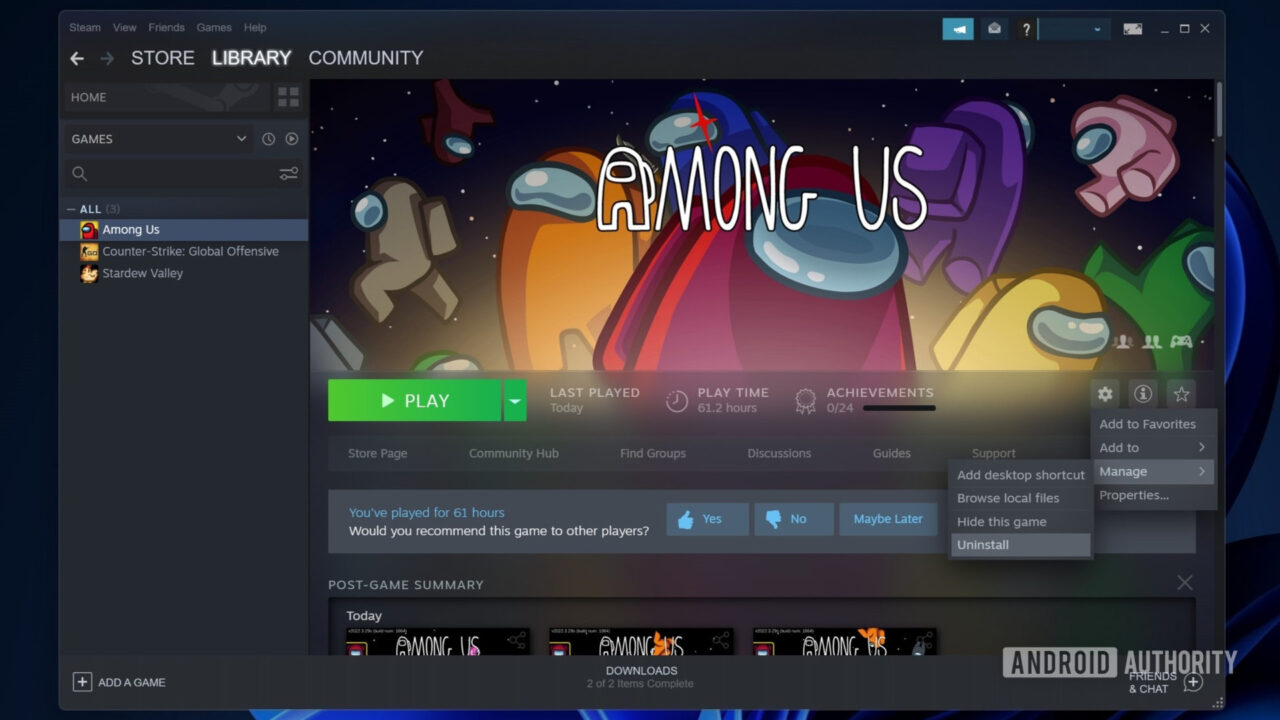How to fully uninstall games from Steam - Android Authority