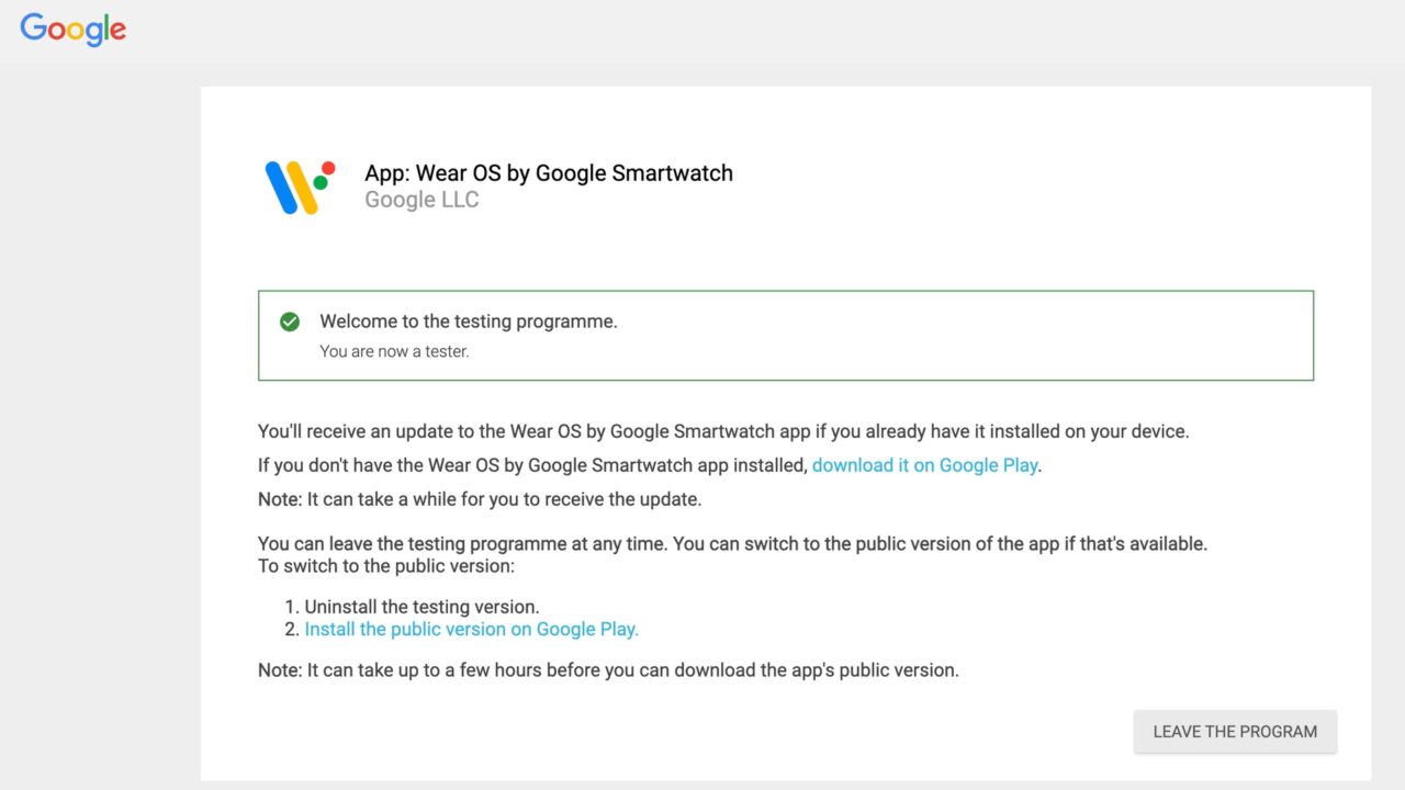 Wear OS app beta pops-up on Google Play Store, but there's a catch
