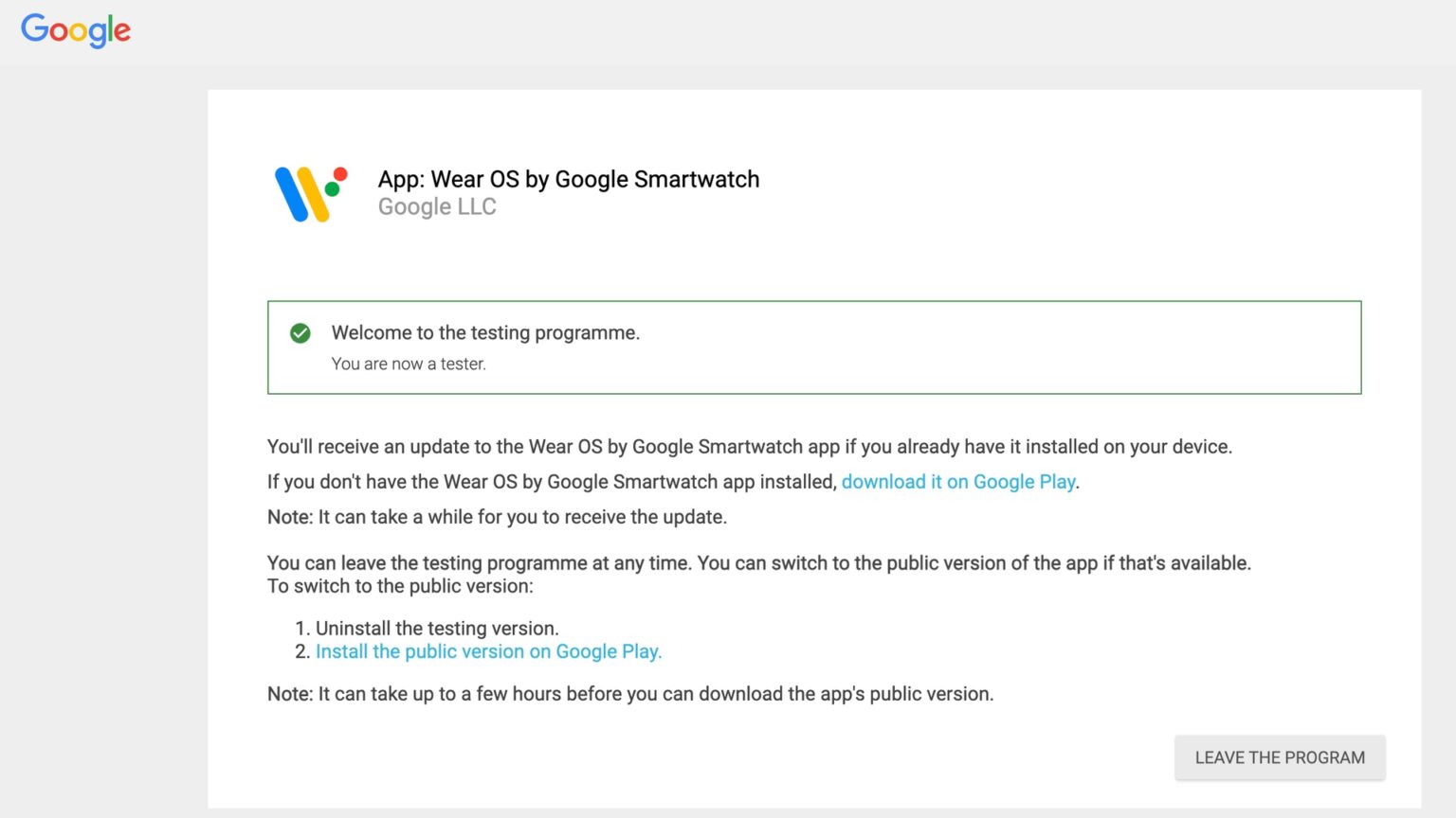 Wear OS app beta pops-up on Google Play Store, but there's a catch
