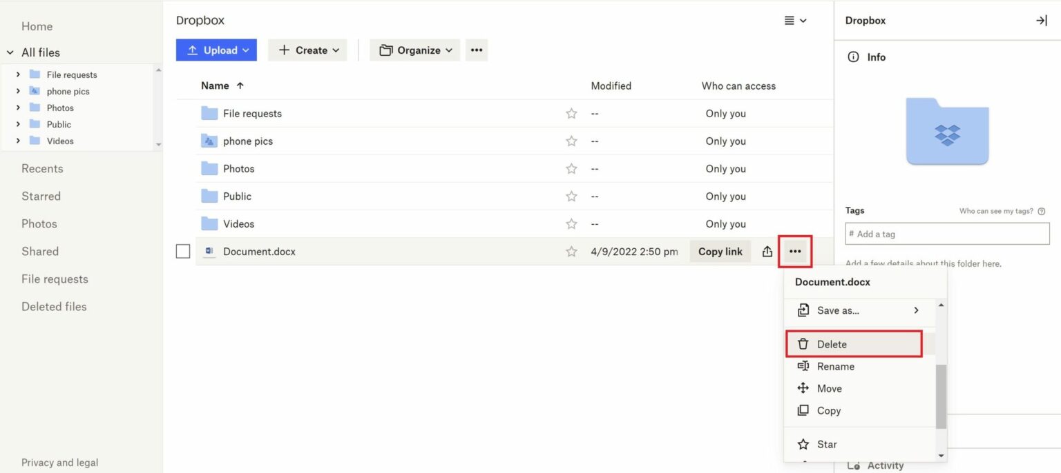 How to delete files and folders from Dropbox - Android Authority