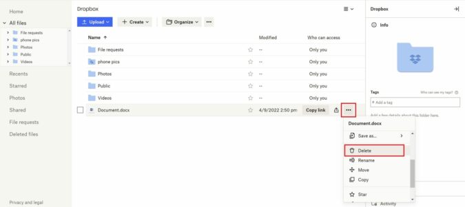 How to delete files and folders from Dropbox - Android Authority