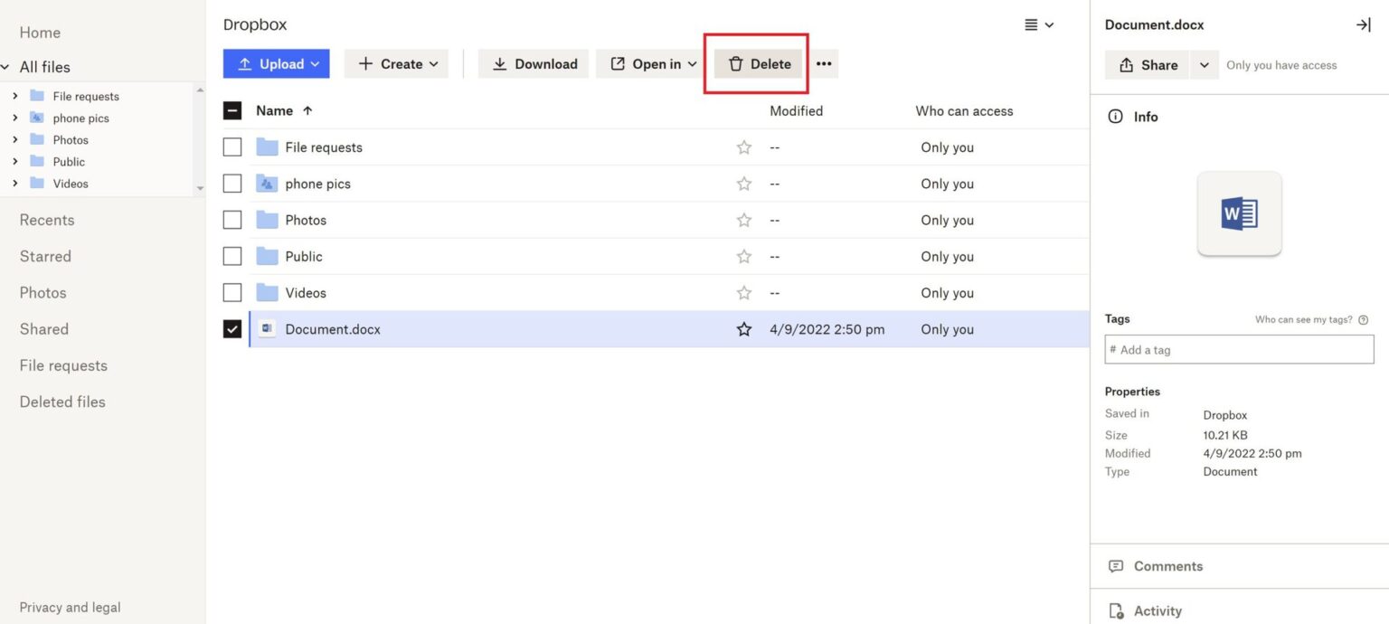 How to delete files and folders from Dropbox - Android Authority