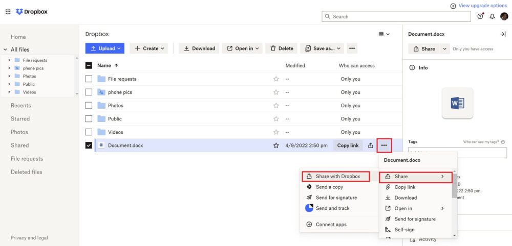 How to share a Dropbox file and folder - Android Authority