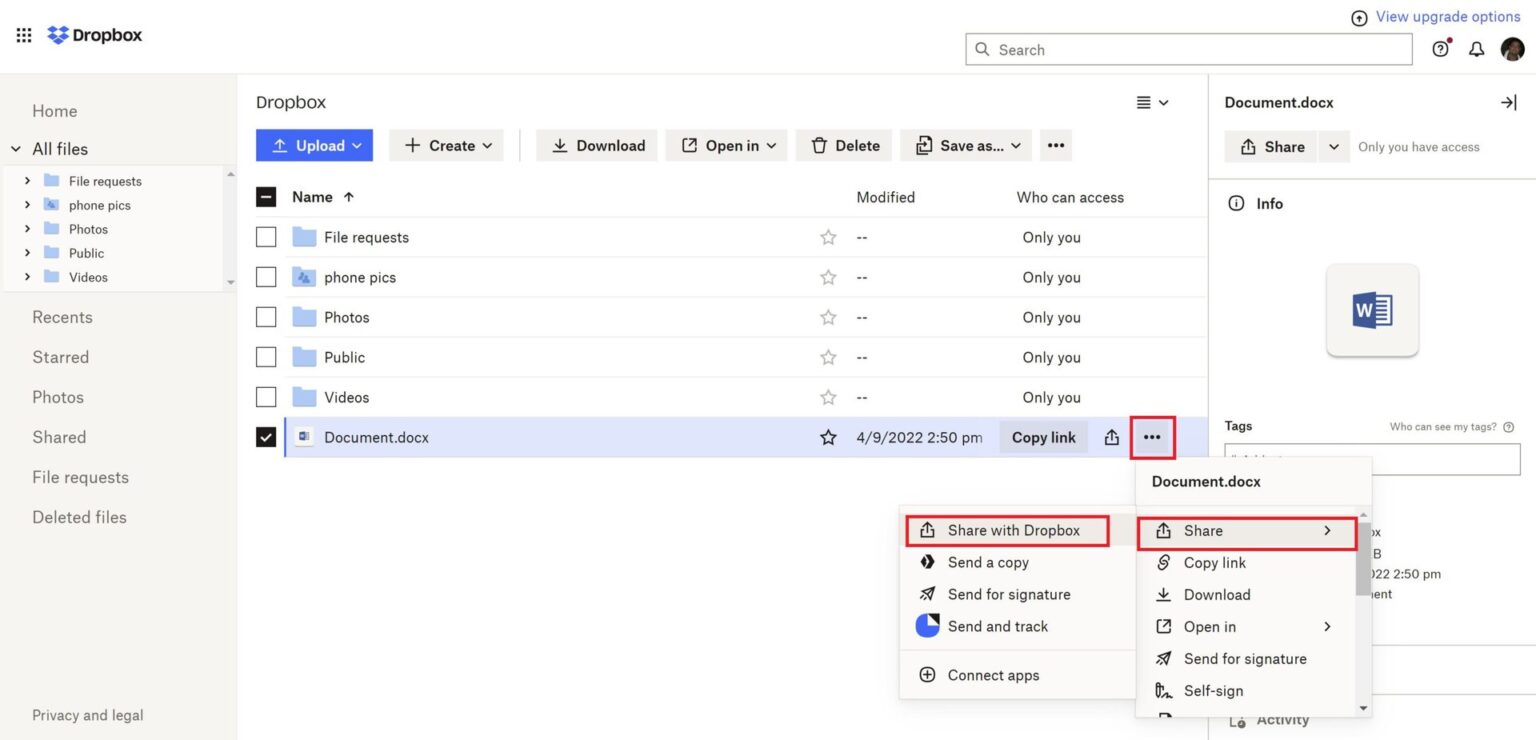 How to share a Dropbox file and folder - Android Authority