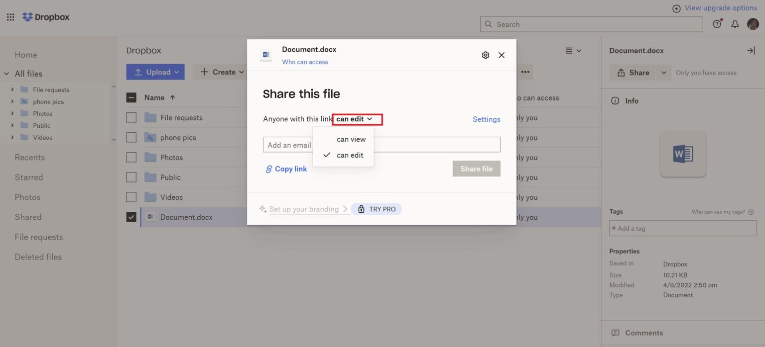 How to share a Dropbox file and folder - Android Authority