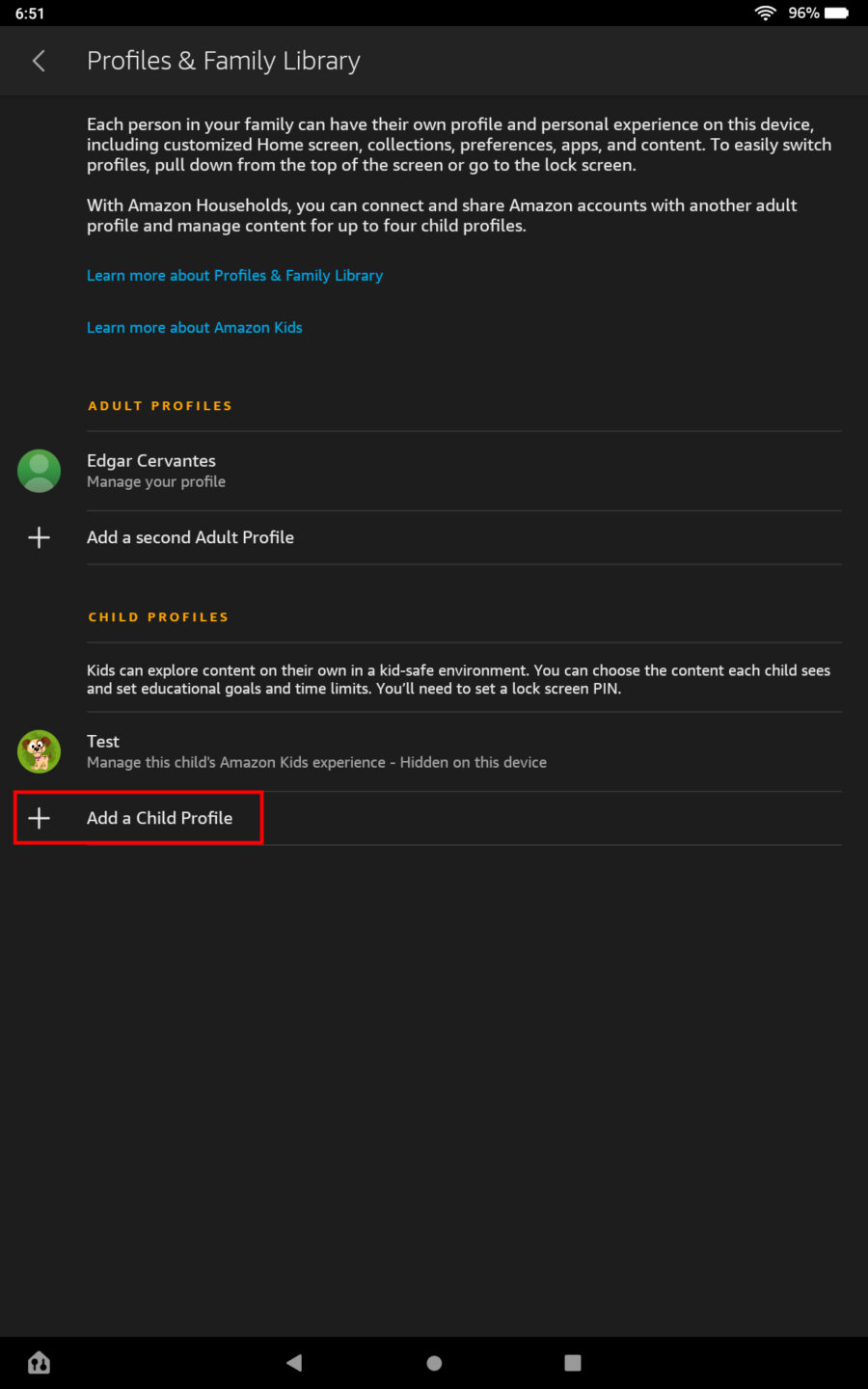 How to add and switch profiles on an Amazon Fire tablet