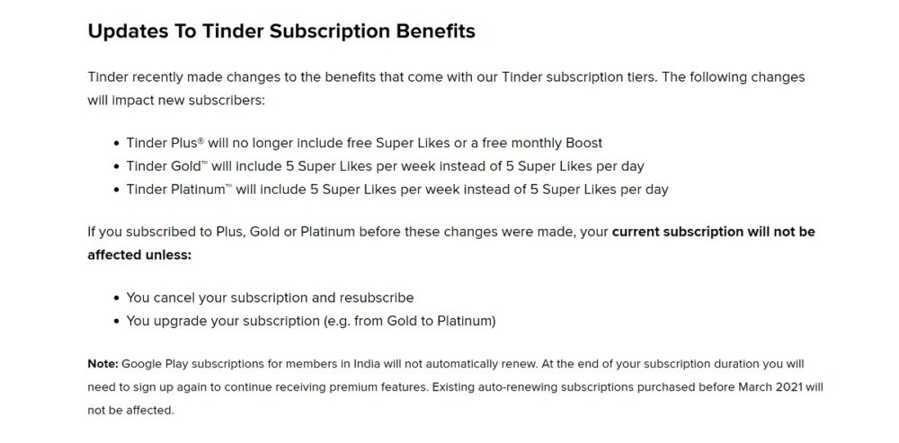 Tinder subscription plans compared - Android Authority