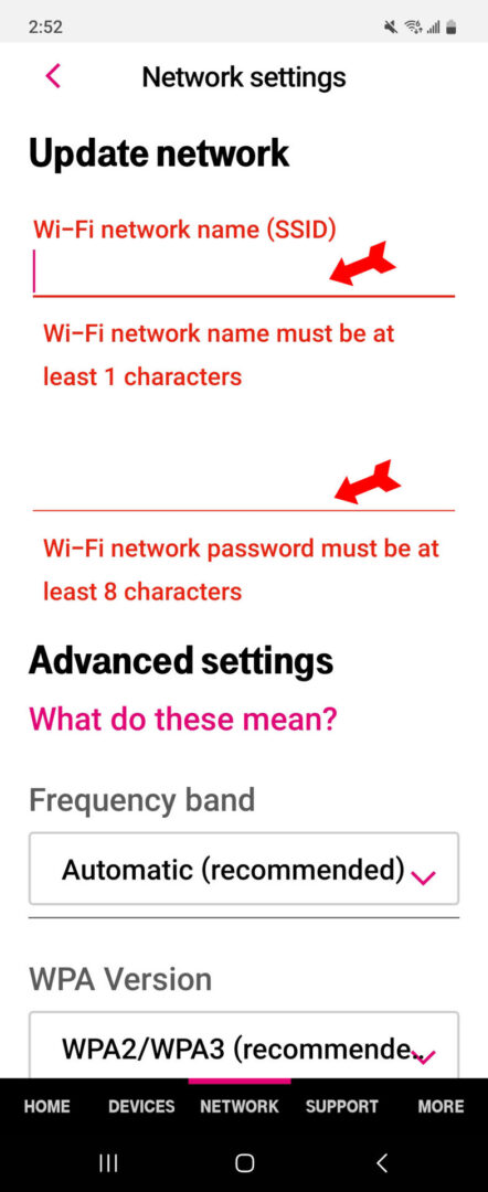 How to change the name and password on a T-Mobile router