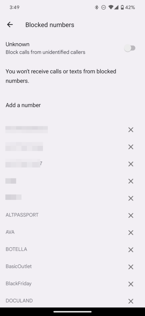 Why can't I sync blocked numbers to a new Android phone?