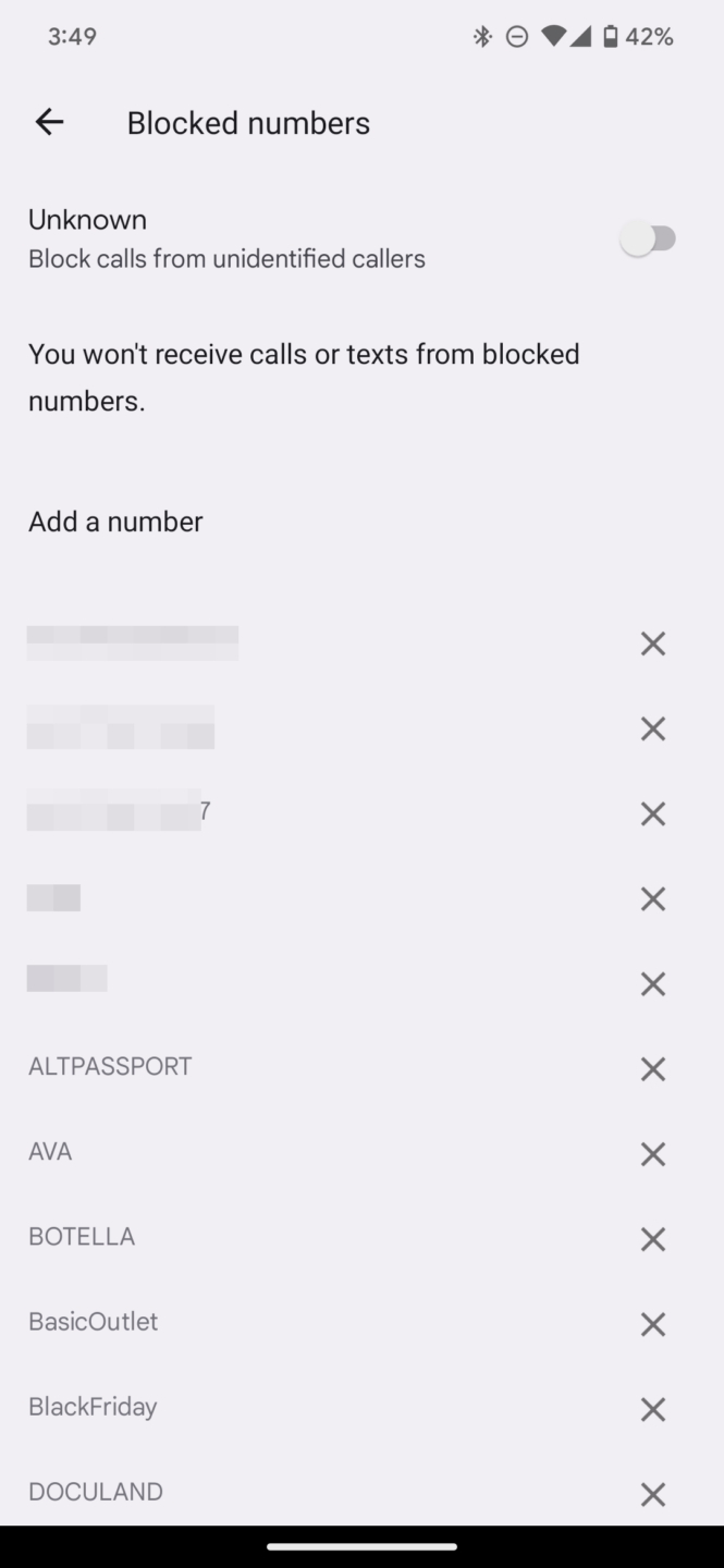 Why can't I sync blocked numbers to a new Android phone?