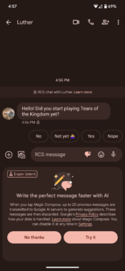 AI-based Magic Compose in Messages is fun (but maybe not accurate)