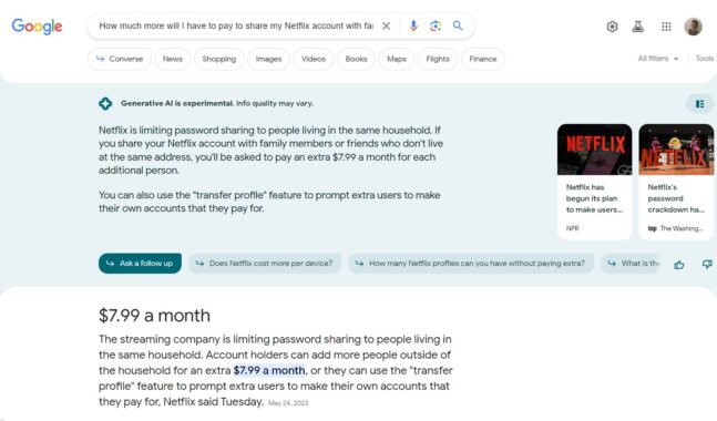 Google's Search Generative Experience tested: A Bing competitor at last