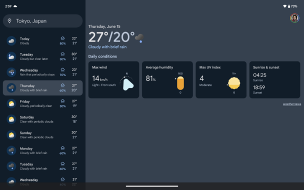 The Pixel Tablet's new Google Weather app is gorgeous