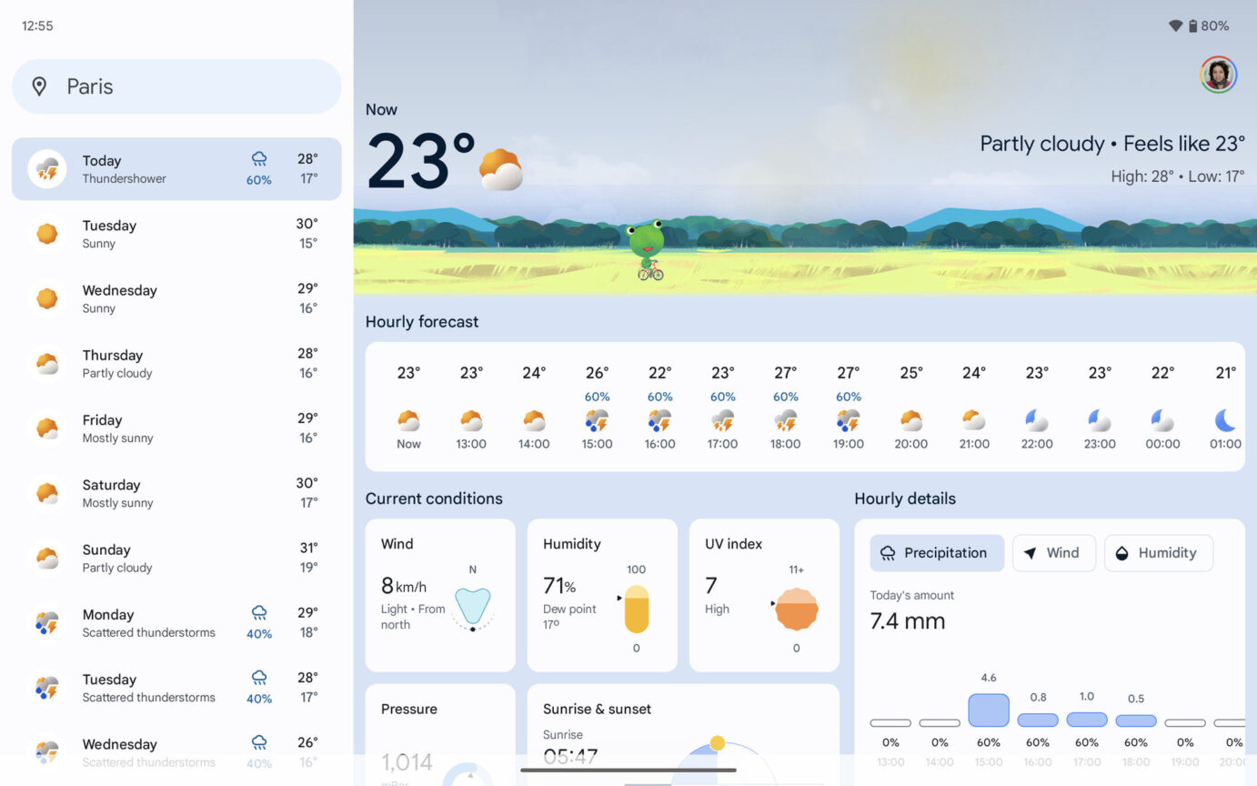 The Pixel Tablet's new Google Weather app is gorgeous