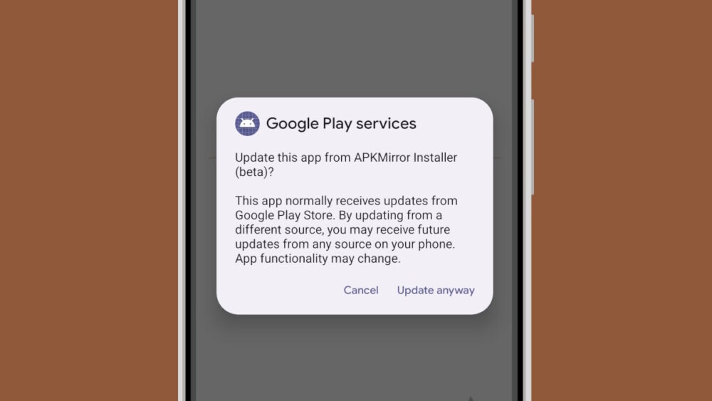 Android 14 will warn you when you try to sideload some Google apps