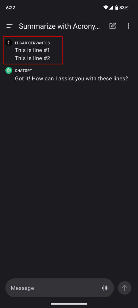 How to enter a new line in ChatGPT - Android Authority