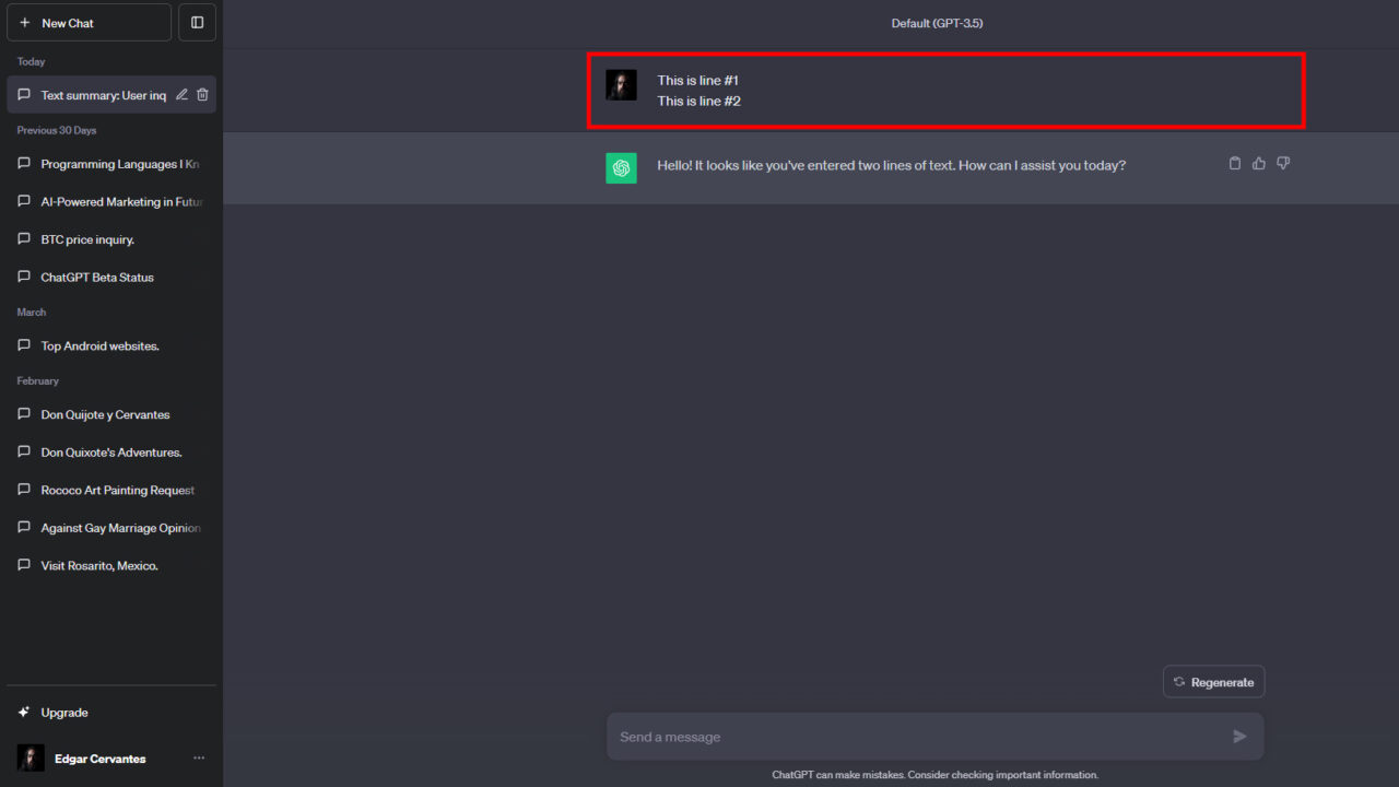How to enter a new line in ChatGPT - Android Authority