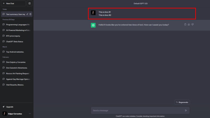 How to enter a new line in ChatGPT - Android Authority
