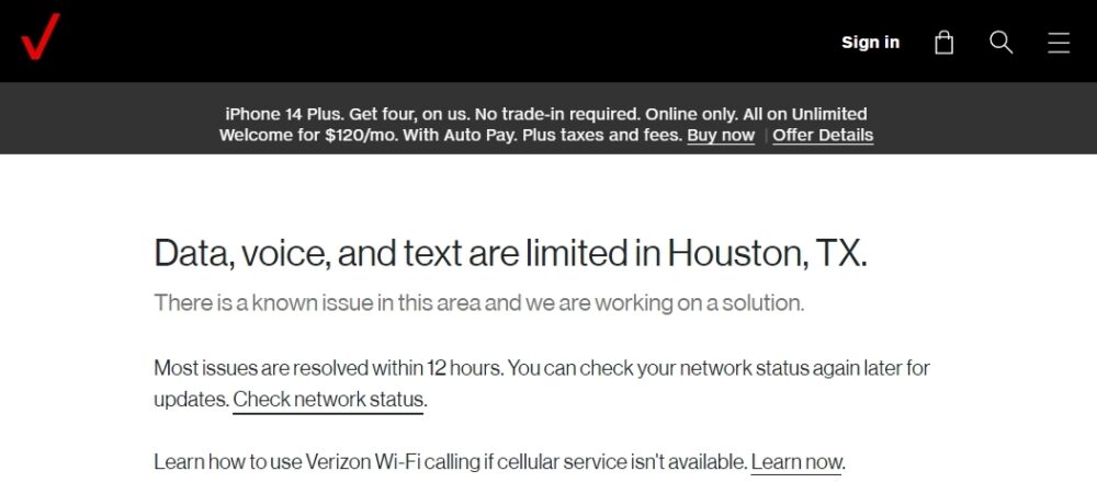 Verizon had a 'No service' and 'SOS only' outage today (Update: Back up)
