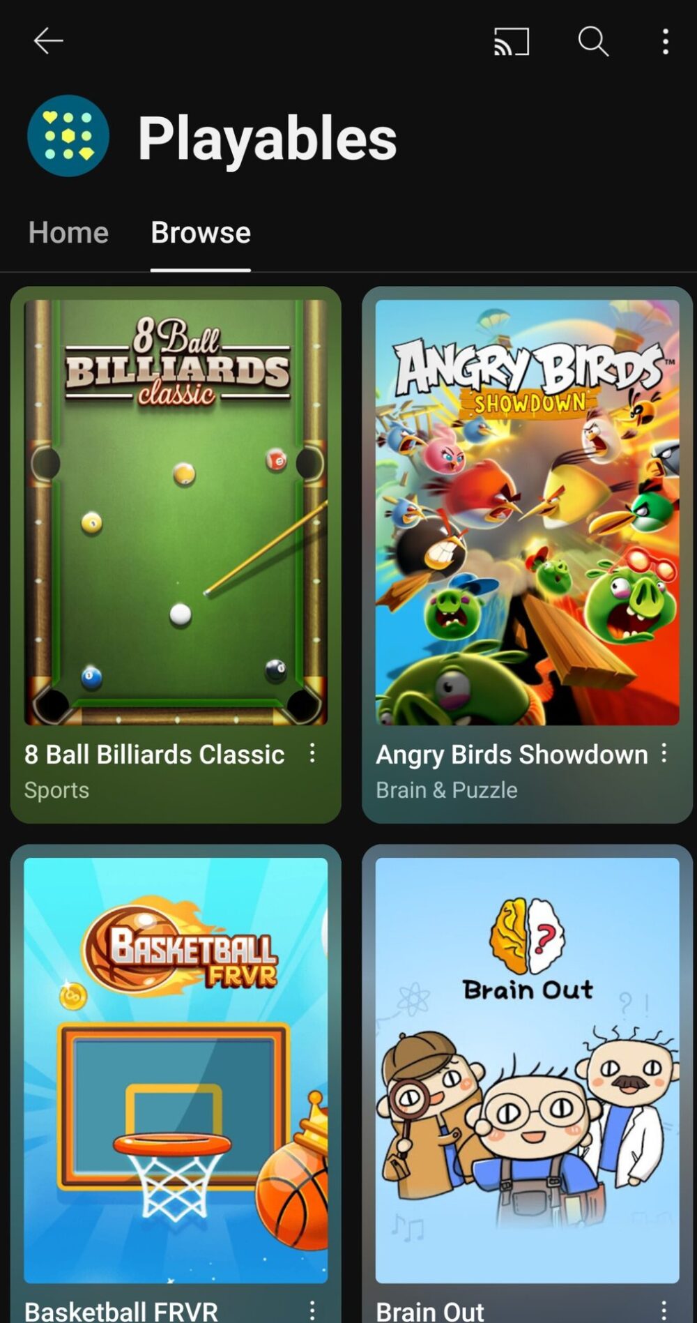 YouTube Playables screenshots show what to expect from gaming service