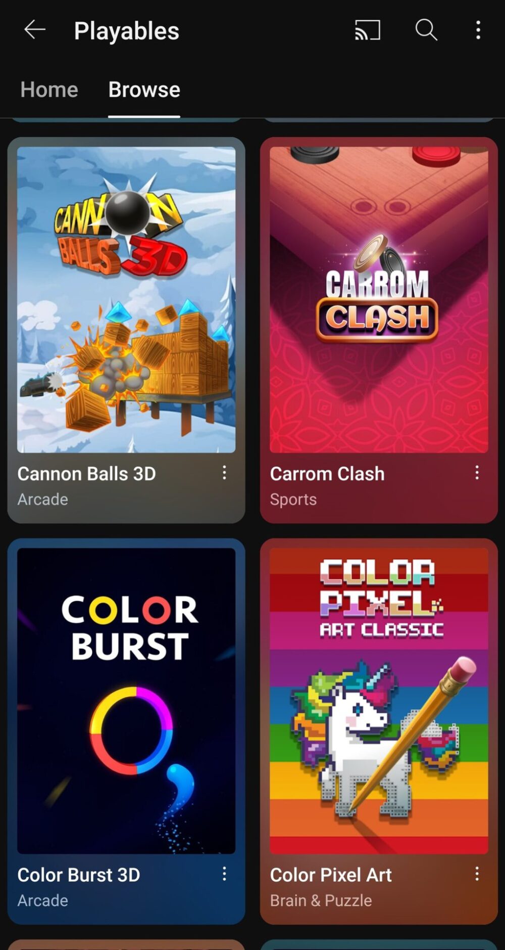 YouTube Playables screenshots show what to expect from gaming service