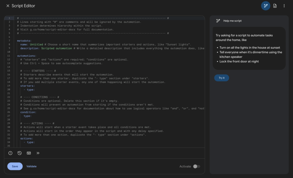I didn't dare mess with Google Home's scripts before 'Help me script ...