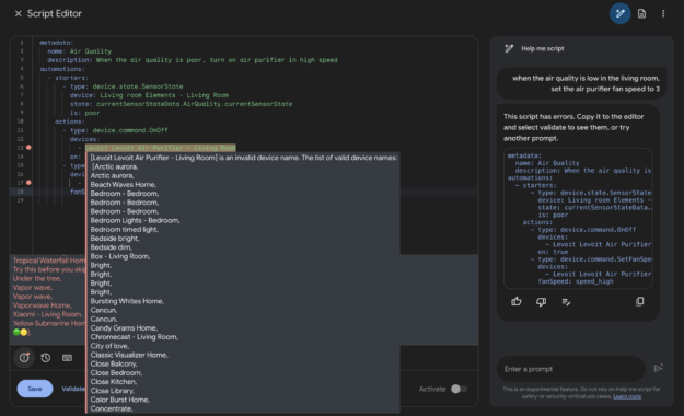 I didn't dare mess with Google Home's scripts before 'Help me script ...