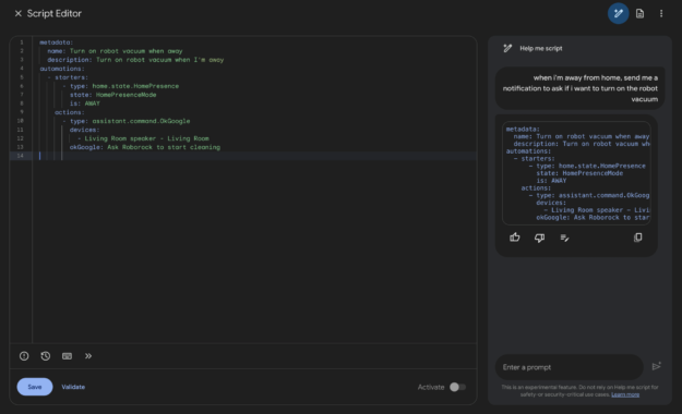 I didn't dare mess with Google Home's scripts before 'Help me script ...
