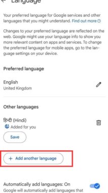 How to change the Google search language
