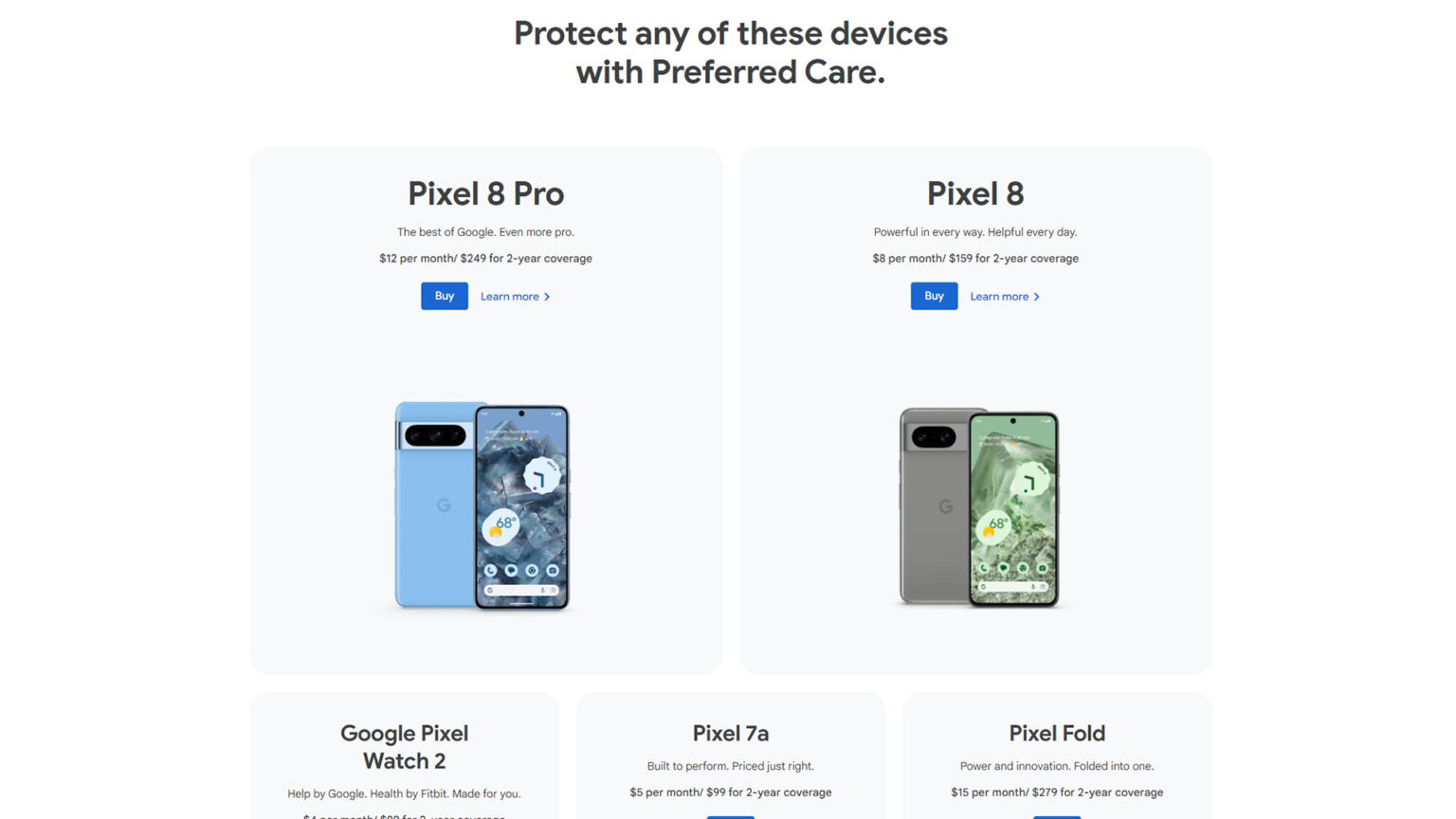 Preferred Care for Pixel devices is a confusing service
