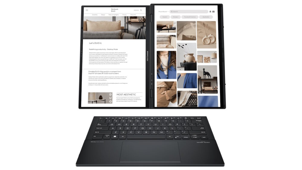 The ASUS Zenbook Duo is a dual screen laptop with two OLED displays