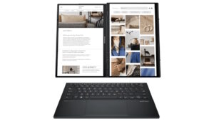 The ASUS Zenbook Duo is a dual screen laptop with two OLED displays