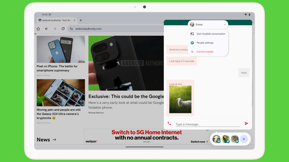 Here's a first look at Android's revamped chat bubbles feature on the Pixel Tablet