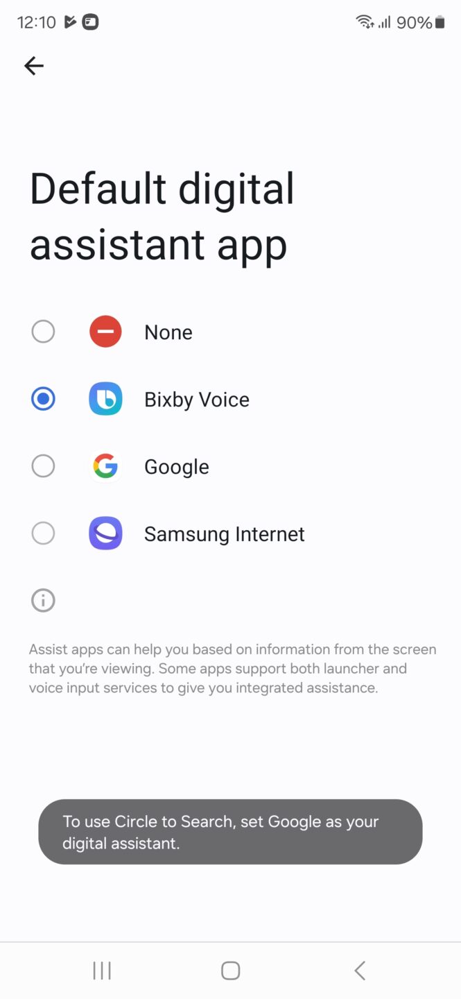 Circle to Search won't work if Google isn't your default assistant (Update)