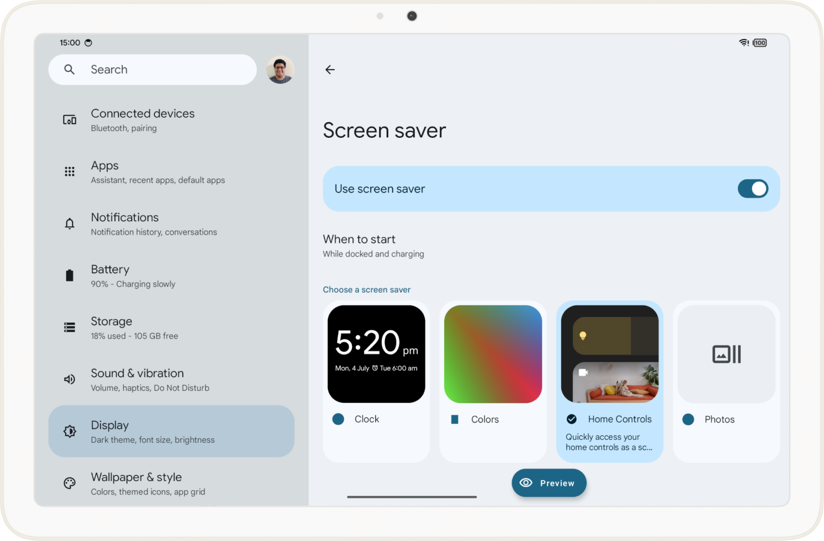 Android 15 adds a new screensaver that makes it easier to control your smart home