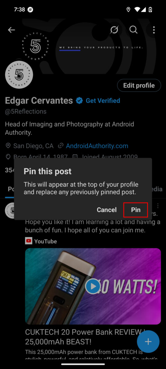 Here's how to pin a post on X - Android Authority