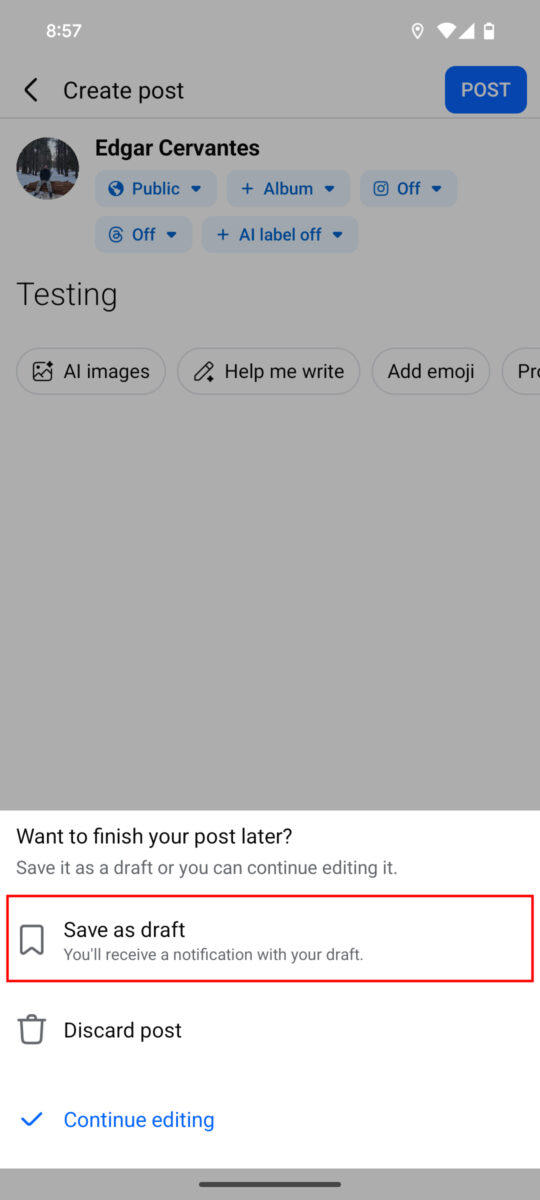 How to find your saved drafts on Facebook - Android Authority